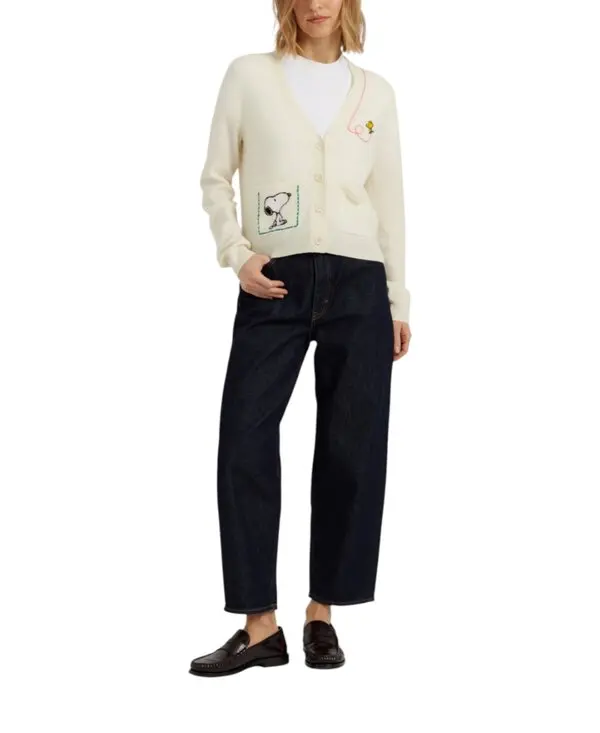 Chinti & Parker Wool-cashmere Snoopy Pocket Cardigan - Cream