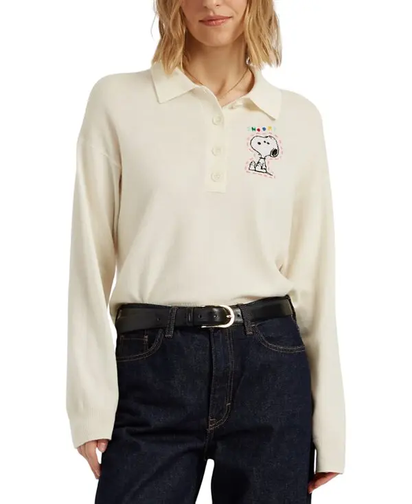 Chinti & Parker Wool-cashmere Snoopy Polo Sweater - Cream