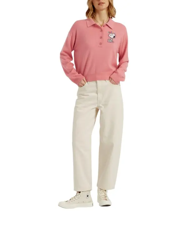 Chinti & Parker Wool-cashmere Snoopy Polo Sweater - Salmon