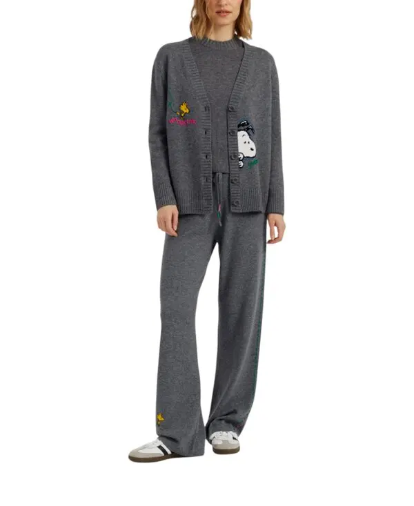 Chinti & Parker Wool-cashmere Snoopy Embroidered Cardigan - Grey