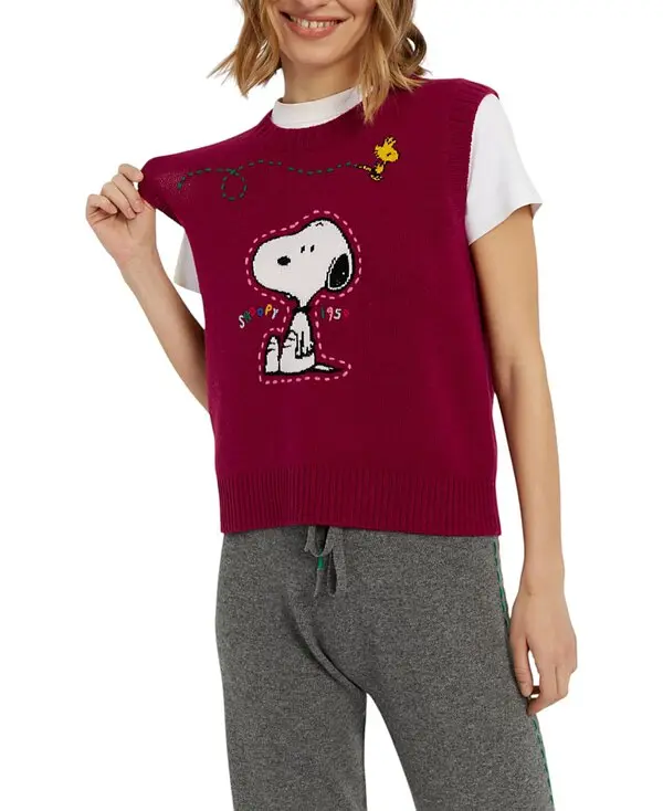 Chinti & Parker Wool-cashmere Snoopy Tank - Cherry