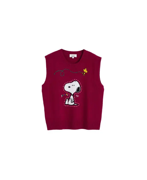 Chinti & Parker Wool-cashmere Snoopy Tank - Cherry
