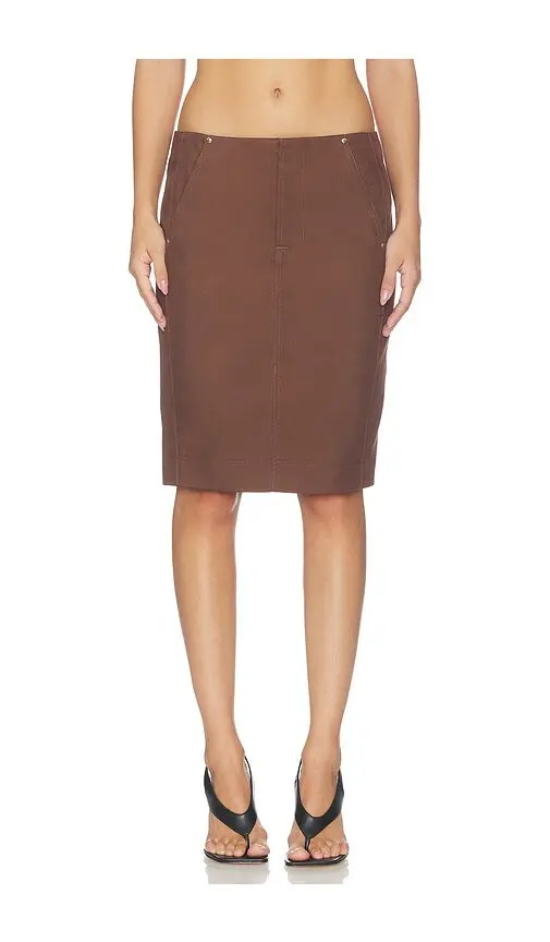 CAMILA COELHO Cora Midi Skirt In Chocolate