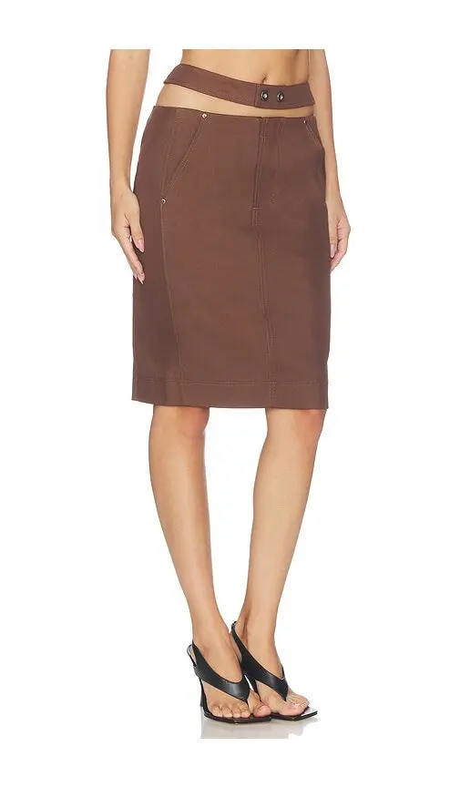 CAMILA COELHO Cora Midi Skirt In Chocolate