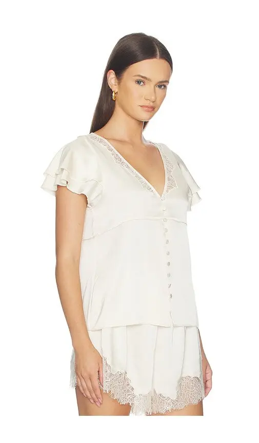 Citizens Of Humanity Lola Flutter Lace Sleeve Top - Cream