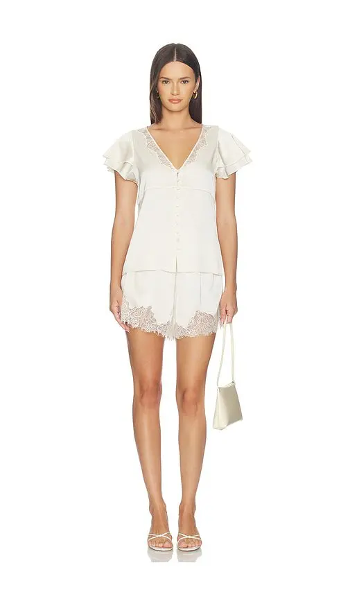 Citizens Of Humanity Lola Flutter Lace Sleeve Top - Cream