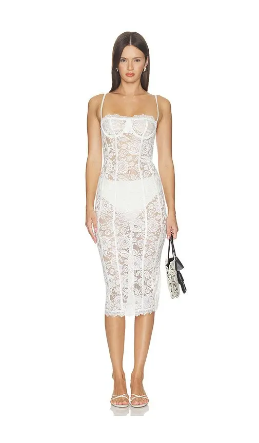 MORE TO COME Esme Corset Midi Dress - White
