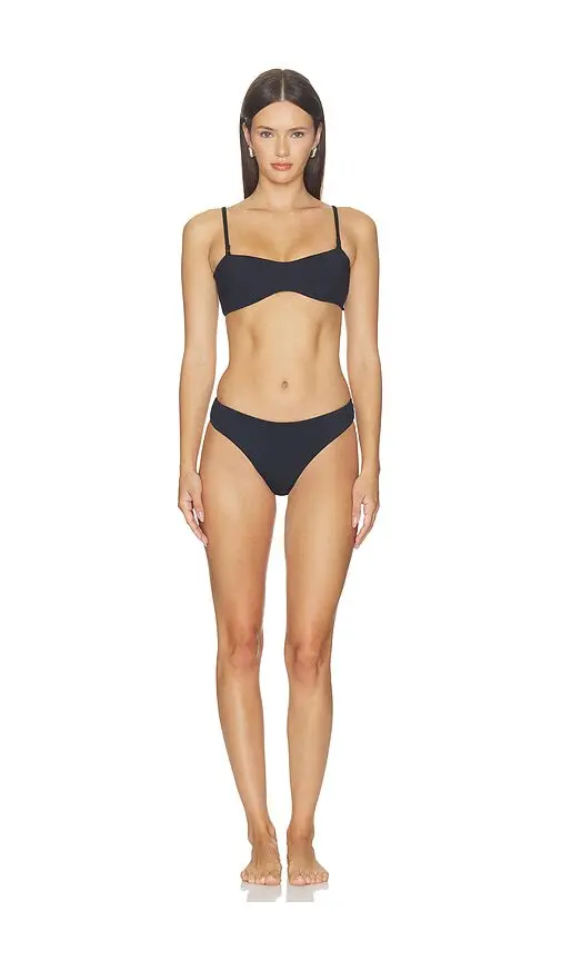 POST SWIM Rose Classic Bikini Bottom In Black