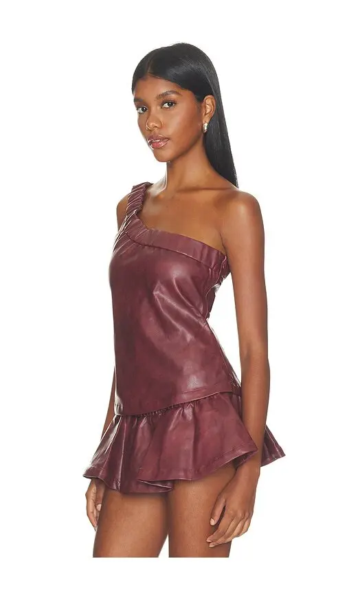 NIIHAI The Amelia One-shoulder Faux Leather Top