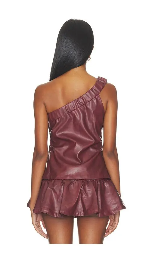 NIIHAI The Amelia One-shoulder Faux Leather Top