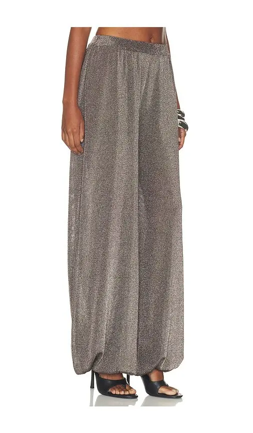 SEROYA Esmerelda Metallic Knit Pant In Metallic Silver