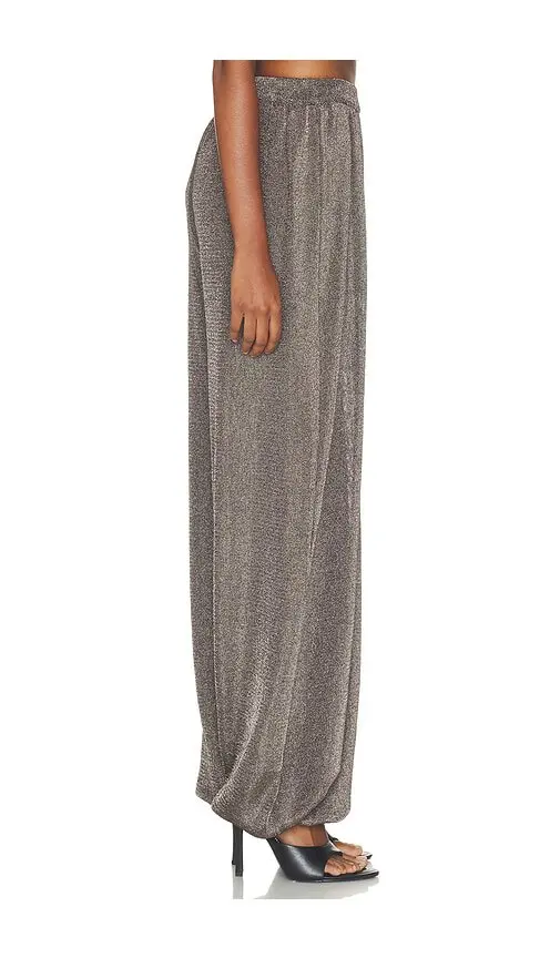 SEROYA Esmerelda Metallic Knit Pant In Metallic Silver