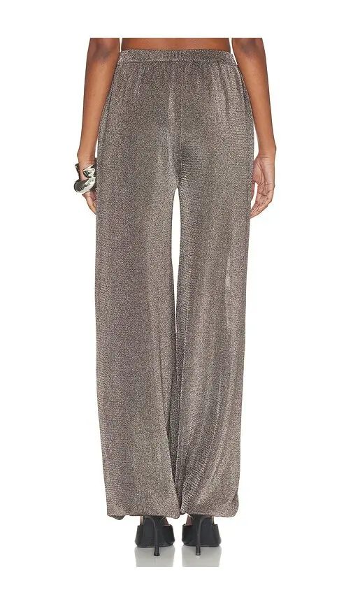 SEROYA Esmerelda Metallic Knit Pant In Metallic Silver