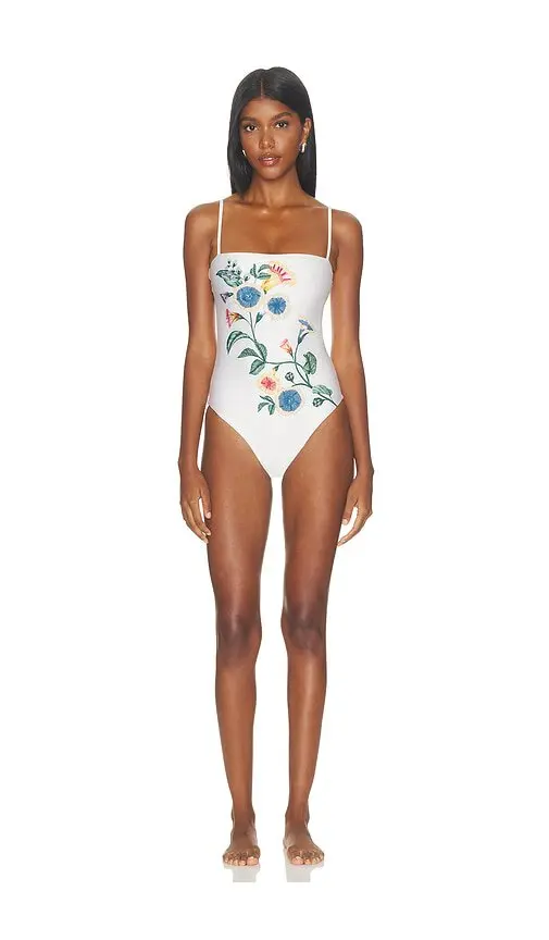 Agua Bendita Embroidered Floral One-piece Swimsuit - Multicolor