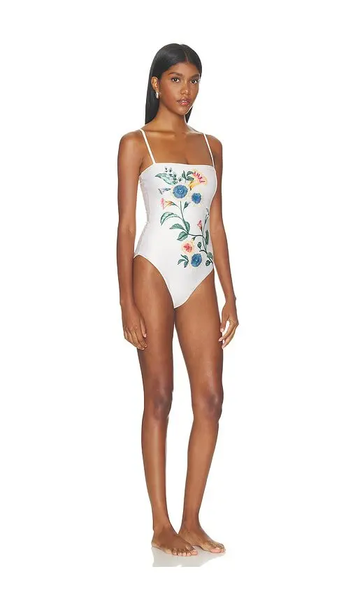 Agua Bendita Embroidered Floral One-piece Swimsuit