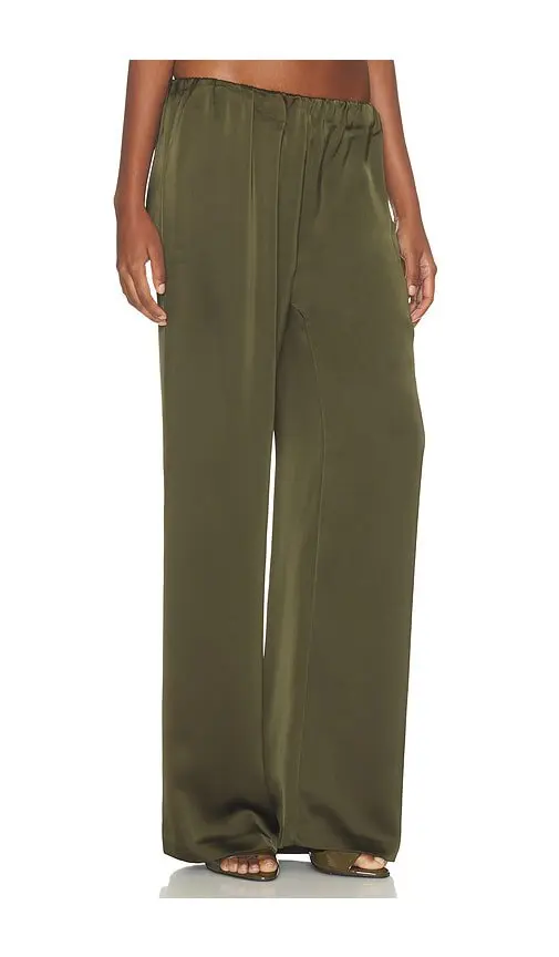 LOVERS AND FRIENDS Alette Satin Wide Leg Pants - Olive Green