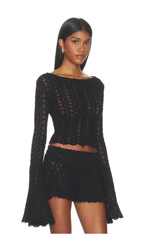 Tularosa Zaylee Boat Neck Open Stitch Mini Sweater