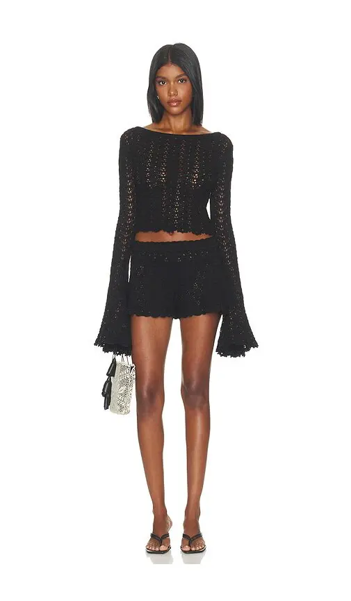 Tularosa Zaylee Boat Neck Open Stitch Mini Sweater