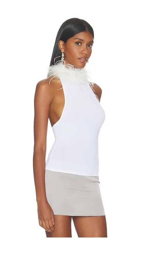1XBLUE Feather Trim Choker Tank Top