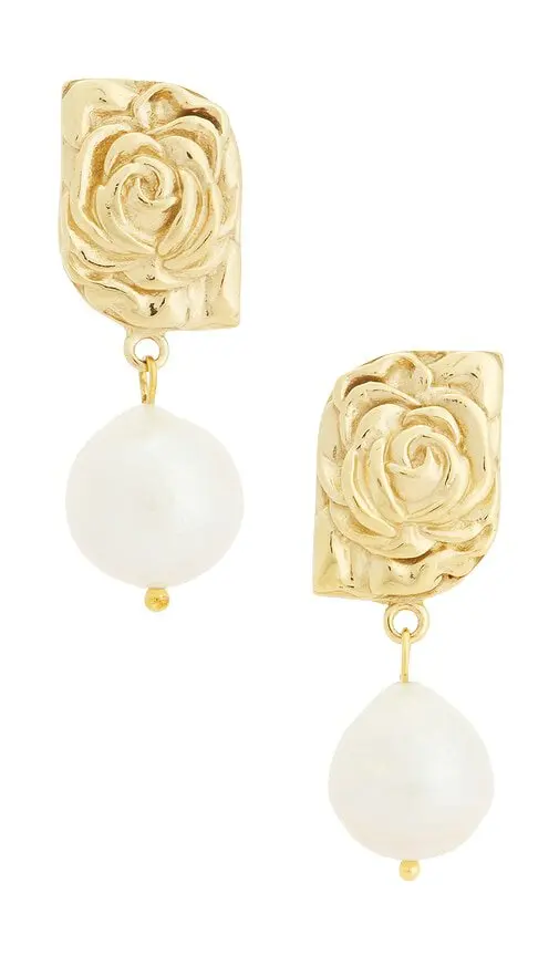 Magda Butrym Floral Pearl Drop Earrings - Gold