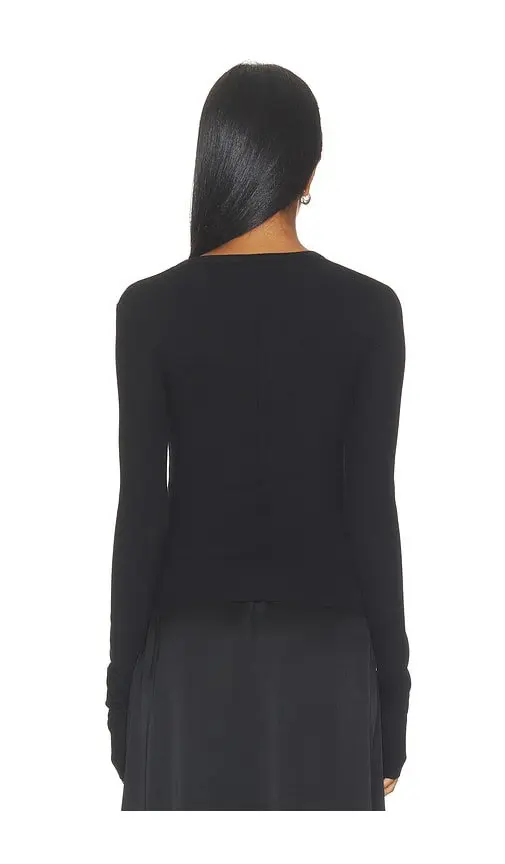Eterne Butter Rib Long Sleeve V-neck Top
