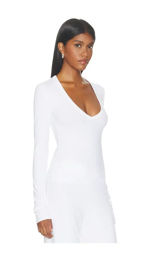 Eterne Butter Rib Long Sleeve V-neck Top