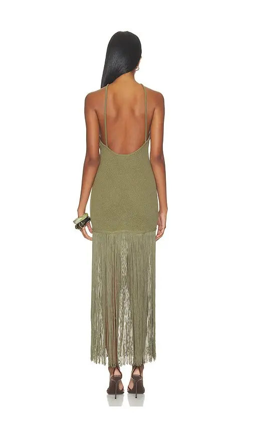 LOVERS AND FRIENDS Alia Halter Dress With Fringe Trim