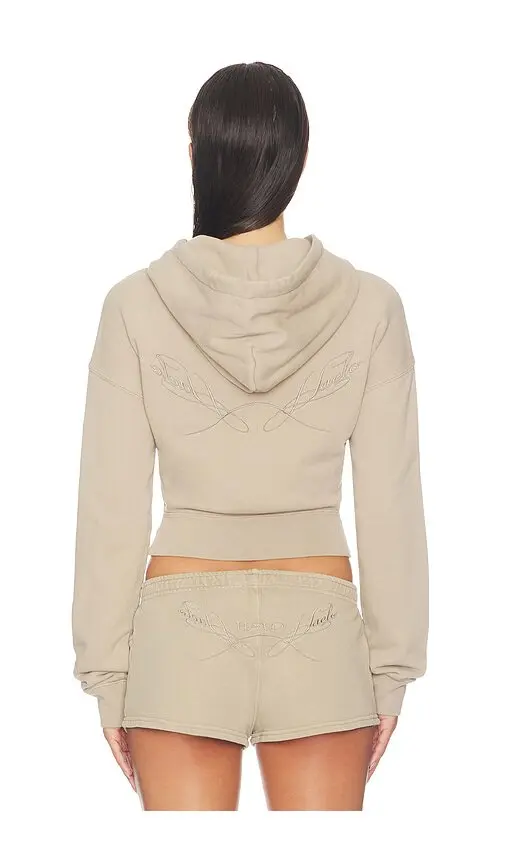 HAELO Cropped Zip Up Hoodie With Drawstring Hood