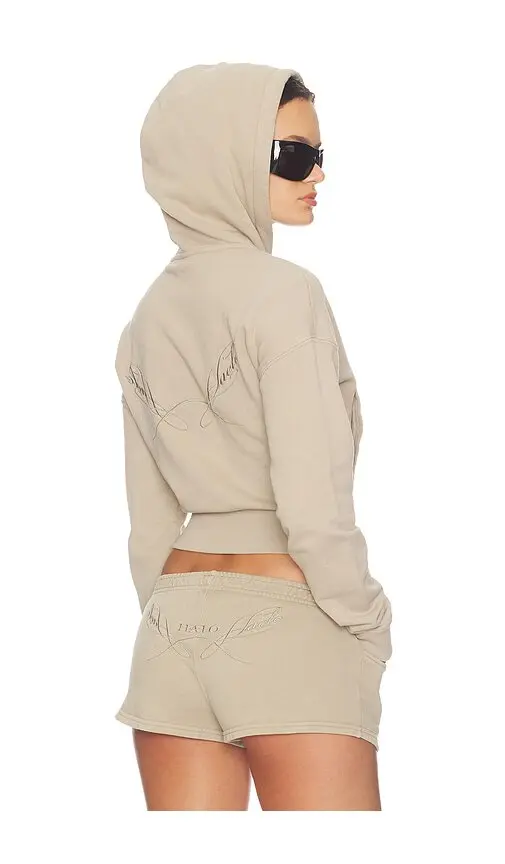 HAELO Cropped Zip Up Hoodie With Drawstring Hood