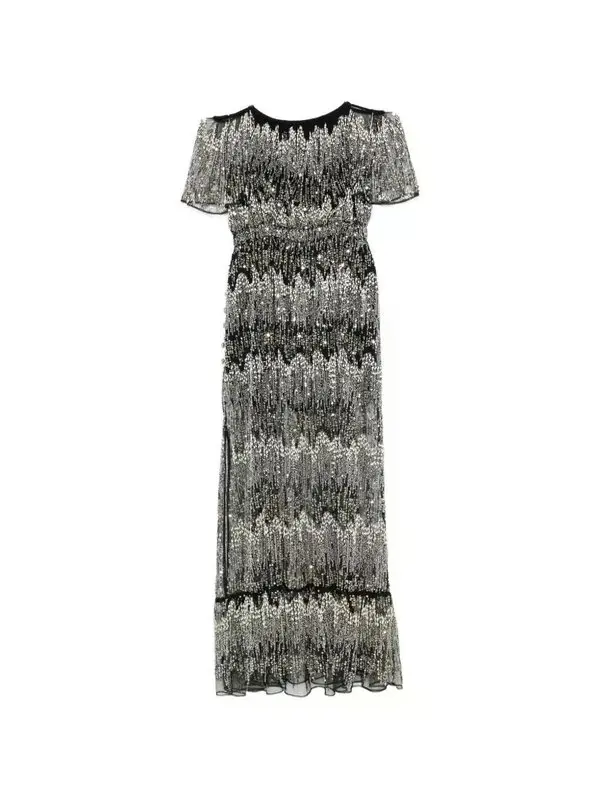 Rabanne Sequin-embellished Cold-shoulder Maxi Dress - Black
