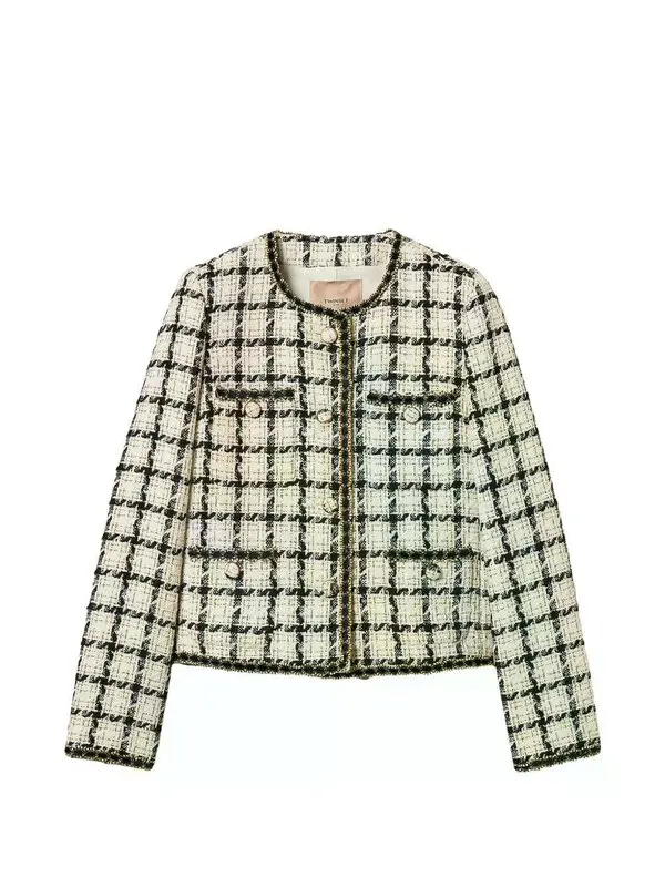 TWINSET Bouclé Jacket With Check Pattern - Neutrals