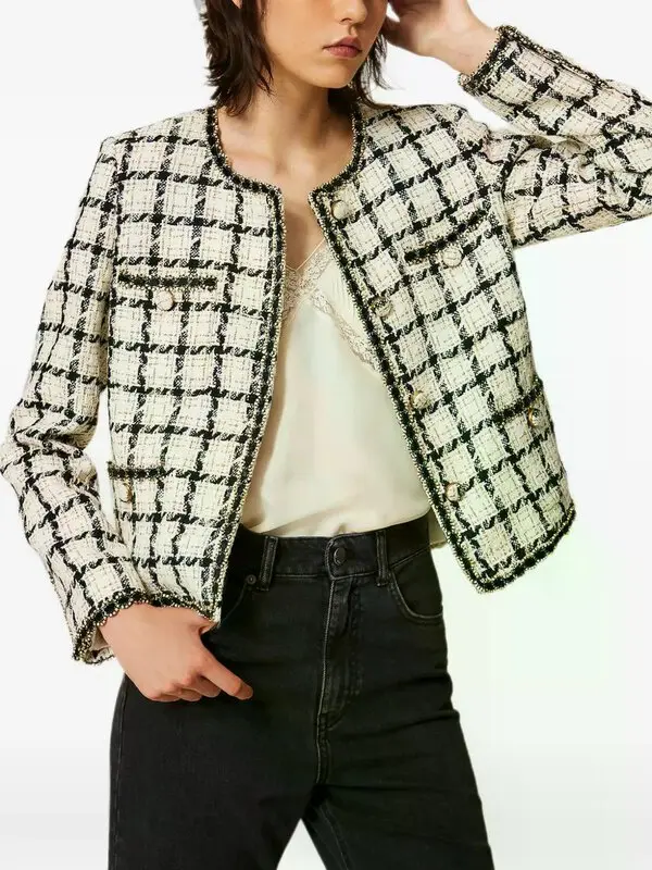 TWINSET Bouclé Jacket With Check Pattern