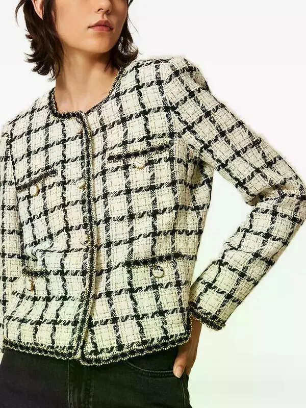TWINSET Bouclé Check Pattern Jacket