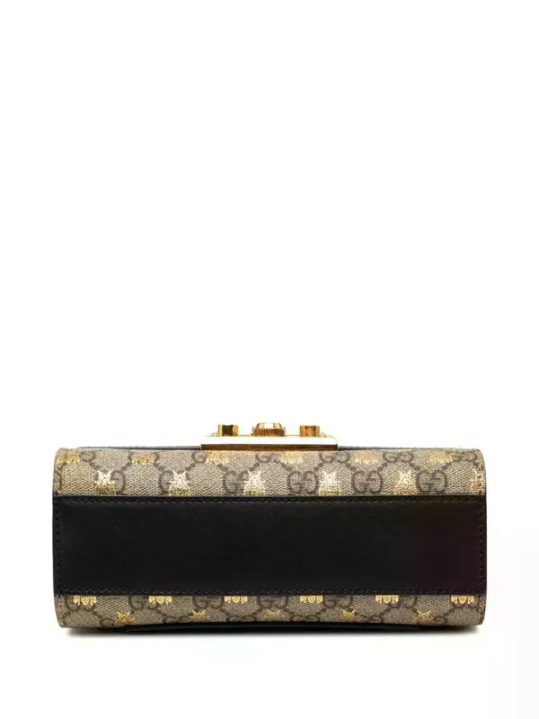 Gucci Small Gg Supreme Bee Padlock Crossbody Bag - Neutrals