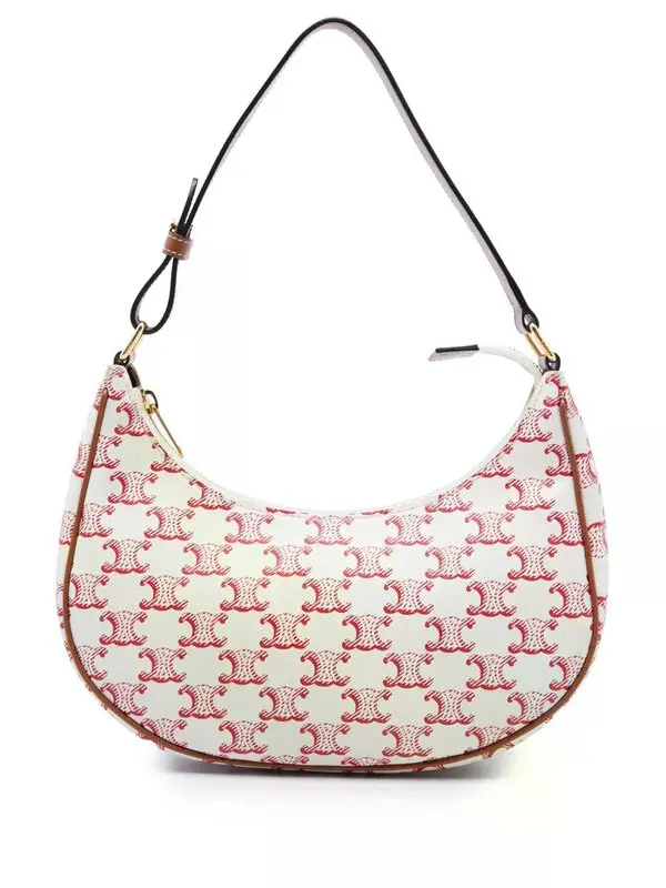 Celine 2021 Triomphe Coated Canvas Ava Shoulder Bag - White