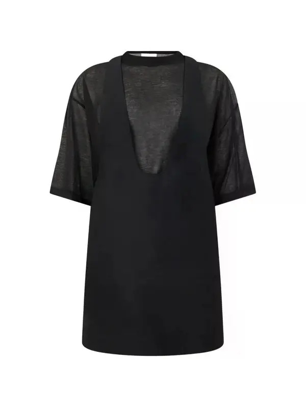 Balenciaga Hybrid T-shirt Dress With Semi-sheer Panels - Black