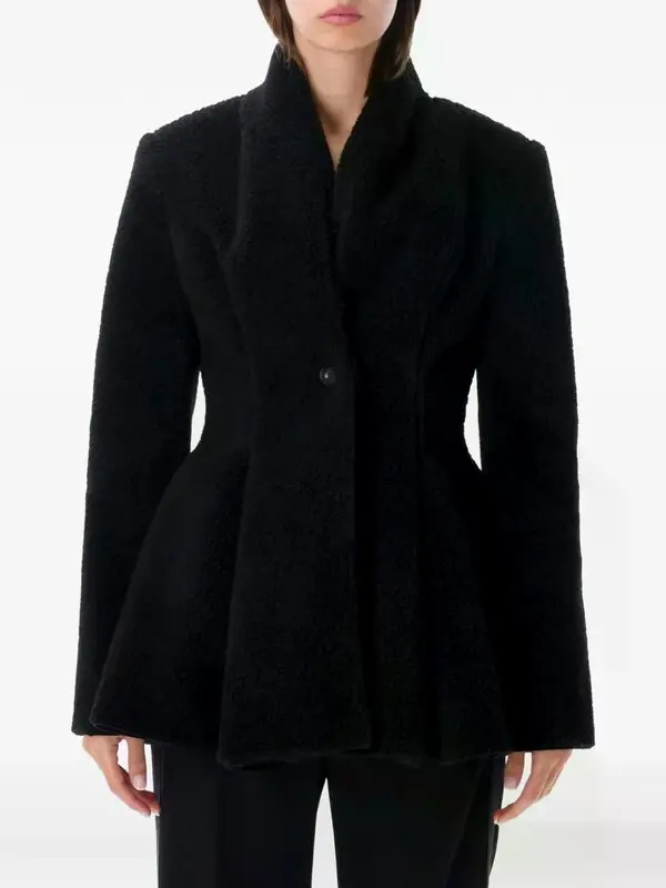 Stella McCartney Fleece-texture Flared Jacket - Black