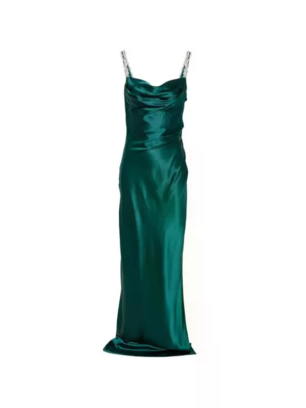 Balmain Embroidered-strap Cowl Neck Maxi Dress