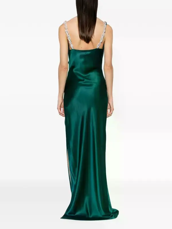 Balmain Embroidered-strap Cowl Neck Maxi Dress