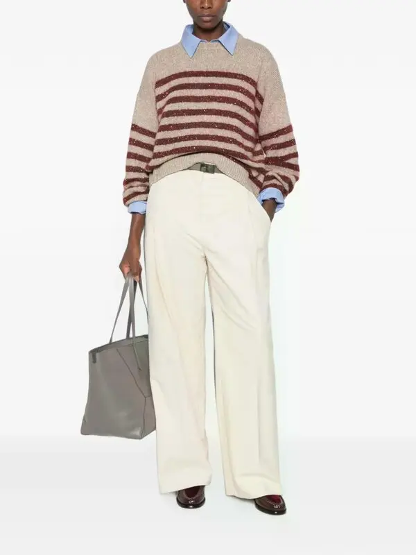 Brunello Cucinelli Sequin-embellished Striped Sweater