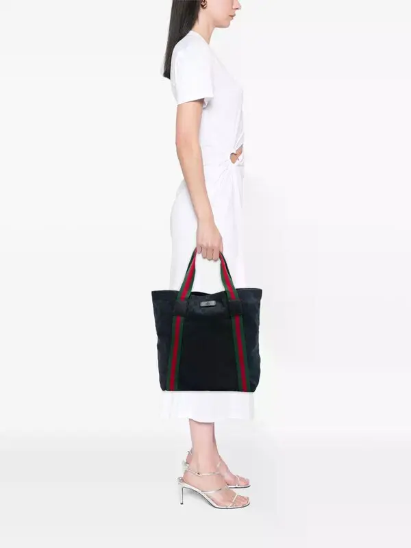 Gucci Gg Canvas Web Tote Bag - Black
