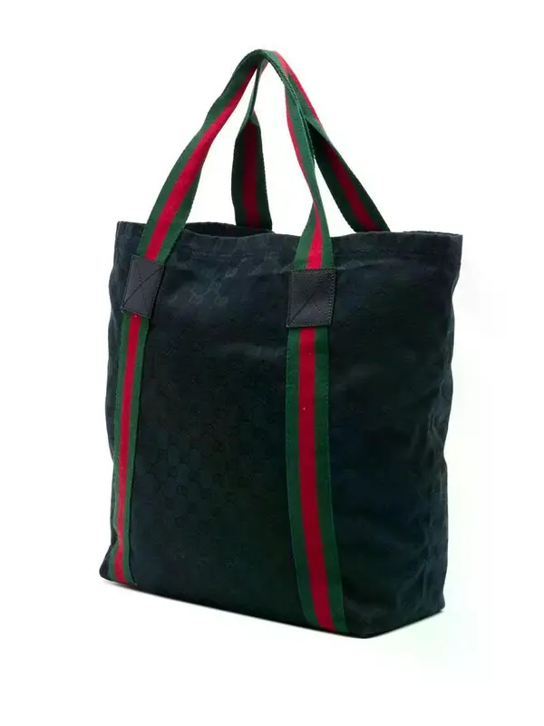 Gucci Gg Canvas Web Tote Bag - Black