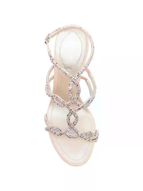 Rene Caovilla 105mm Braid Crystal-embellished Sandals - Pink
