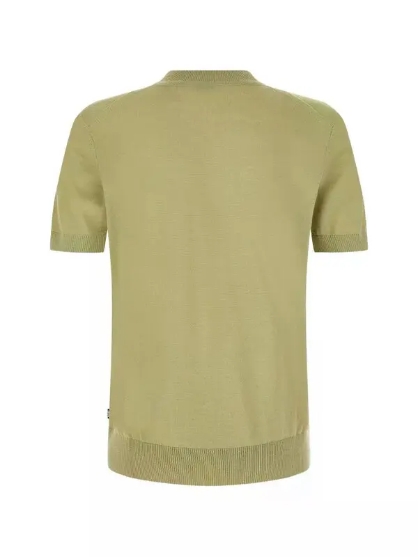 BOSS Umauro Virgin-wool Ribbed-trim T-shirt - Green