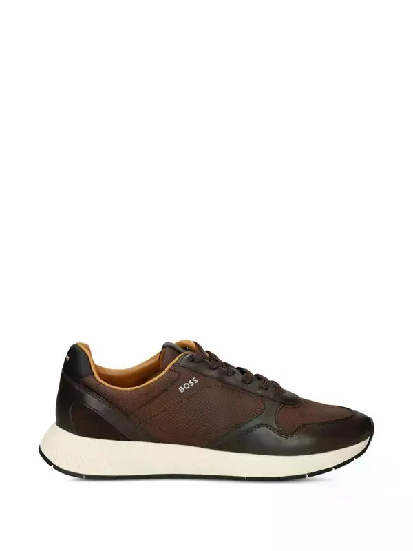 BOSS Leather-trim Panelled Sneakers - Brown