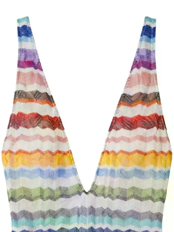 Missoni Zig-zag V-neck Swimsuit - White