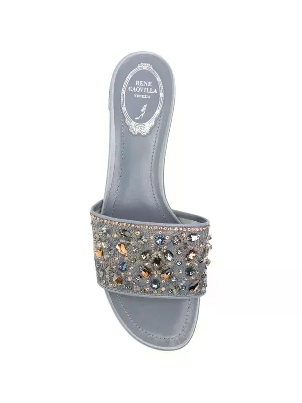 Rene Caovilla Christy Crystal-embellished Lace Sandals - Blue