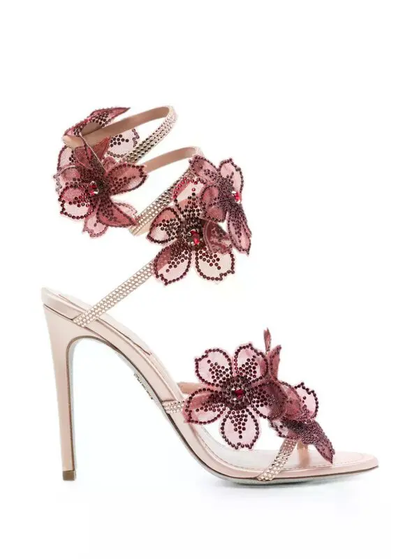 Rene Caovilla 110mm Floral Embellished Sandals - Pink