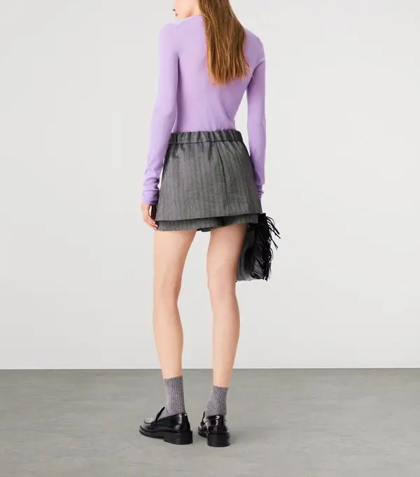 Maje Striped Rhinestone-embellished Skort