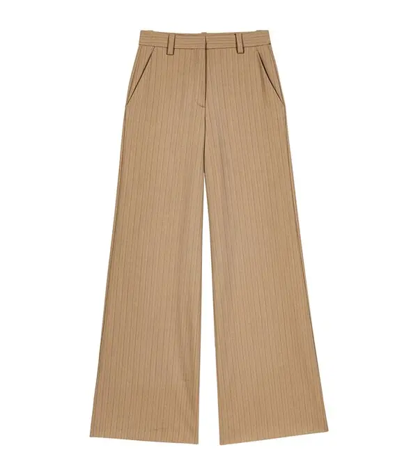 Maje Wool-blend Pinstriped Wide-leg Trousers